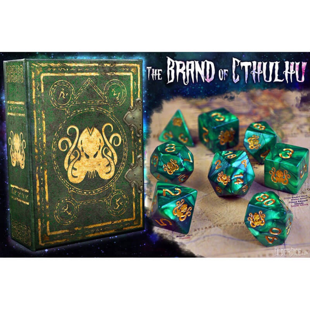 Brand of Cthulhu Dice - Drowned Green Polyhedral Set | Ζάρια - The Game ...