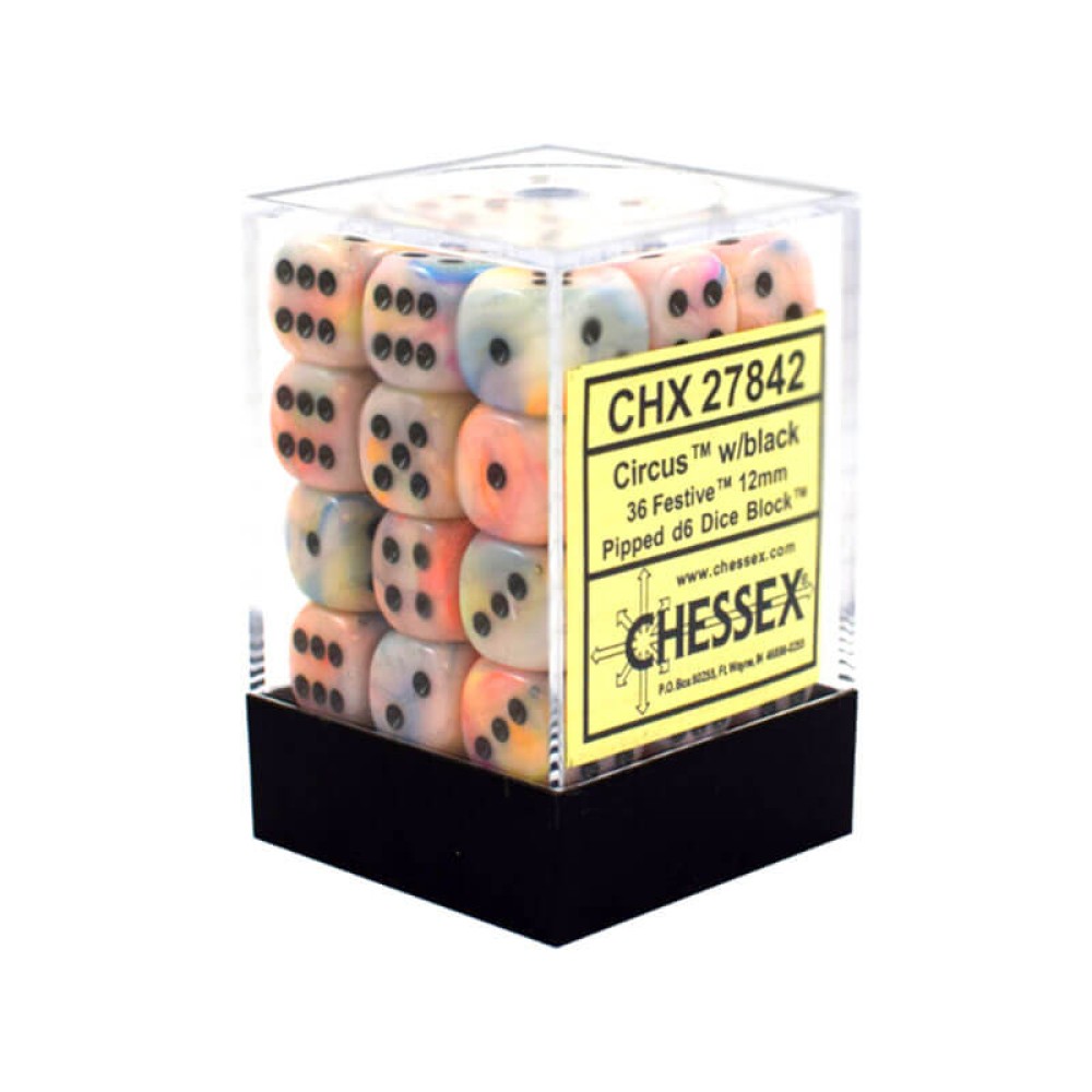 Chessex Signature 12mm d6 with pips Dice Blocks (36 Dice) - Festive ...