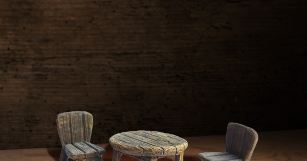 Round table with two chairs | Terrains & 3D Models - The Game Rules