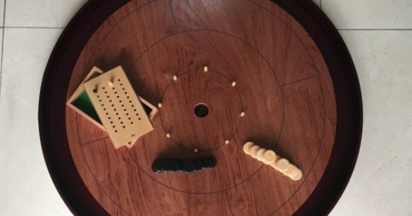 Rosewood Tournament Edition Crokinole Board with Deluxe Carrying Case