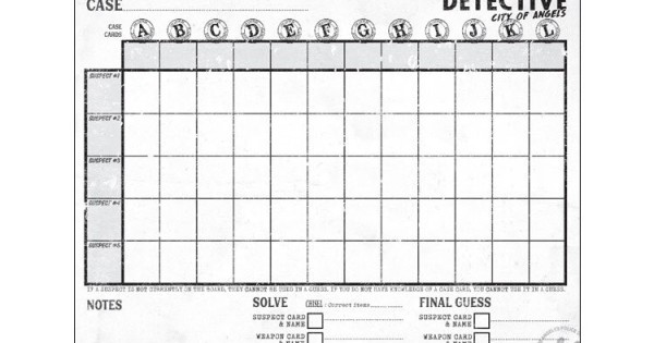 Detective COA: Investigation Sheets