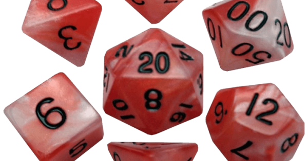 Resin Dice 16mm Red White with Black Numbers Combo Attack Dice Set